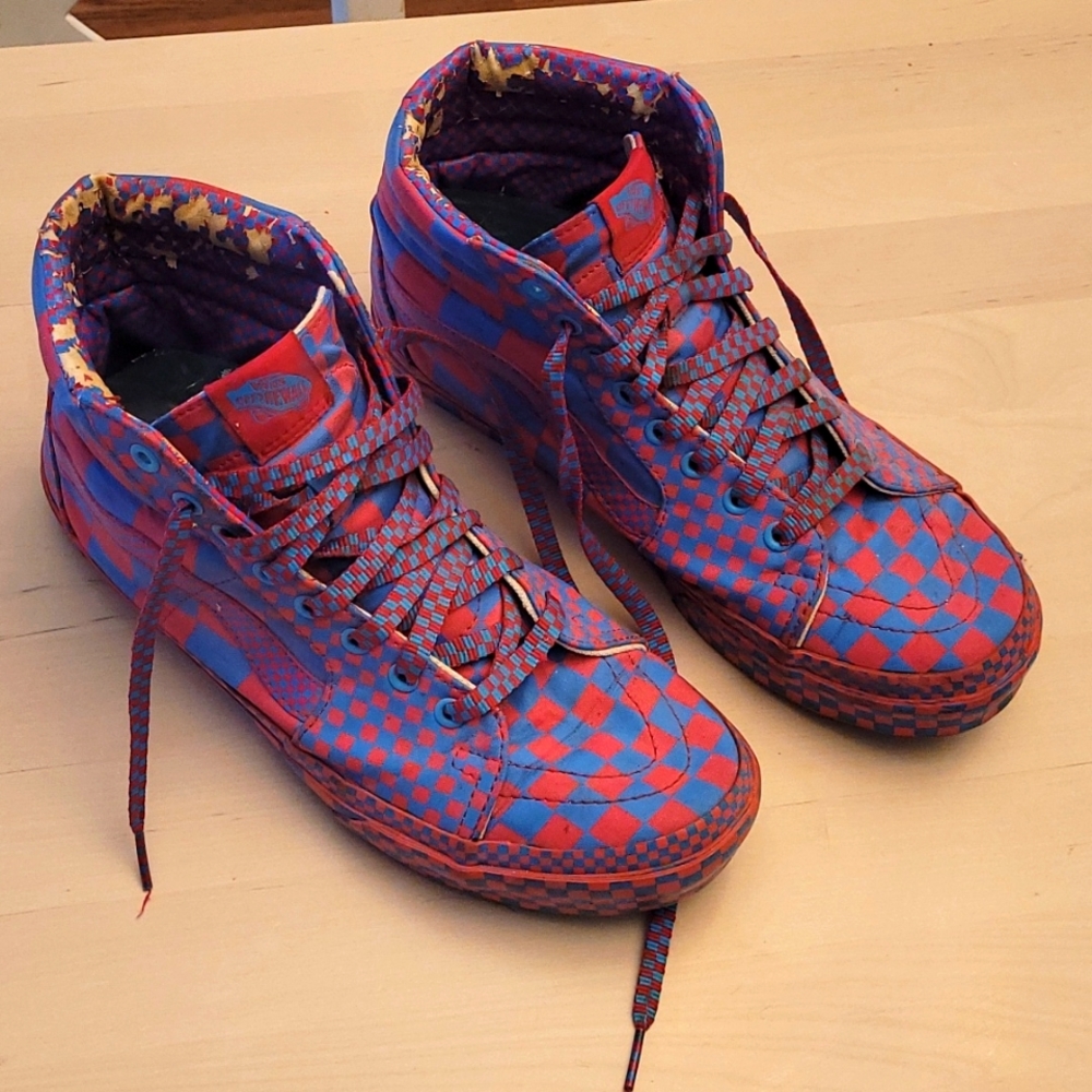 Rare Van's Checkerboard-All-Over High Tops Y2k Unisex… - Gem